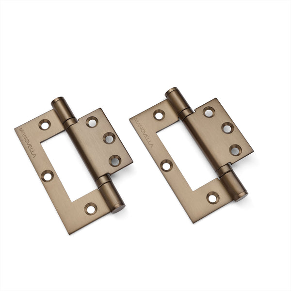 Aged Brass Ball Bearing Fast Fix Hinge (Pair) 100mm x 70mm - Manovella