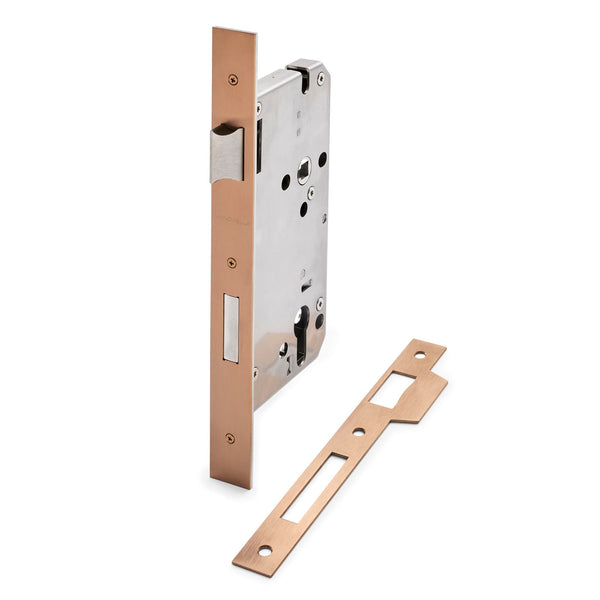 Brushed Copper Euro Mortice Lock 316SSS (85mm Pitch 60mm Backset ...