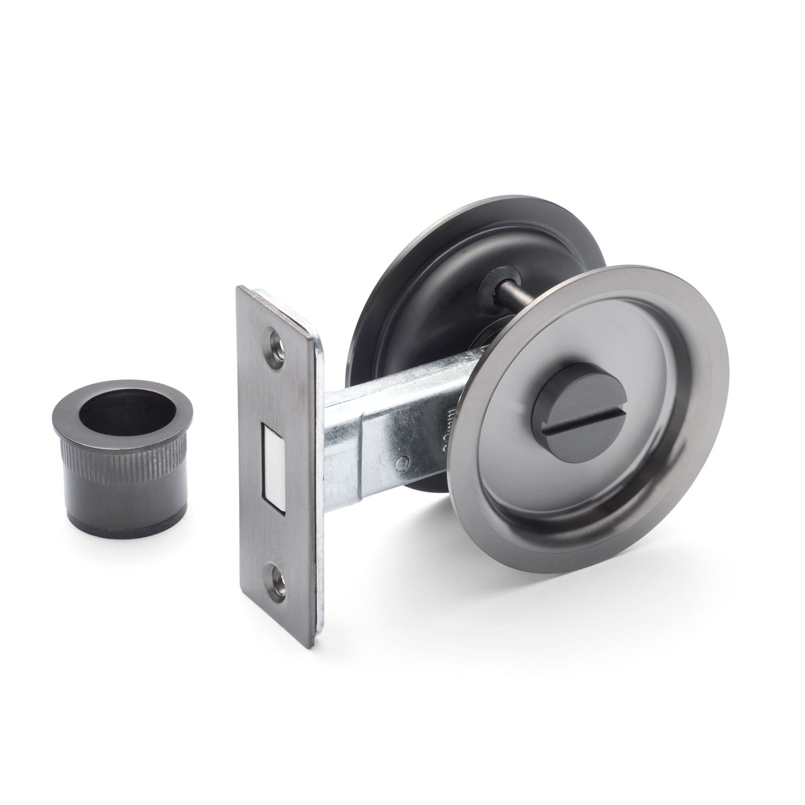 Gunmetal Round Sliding Cavity Privacy Lock | Manovella