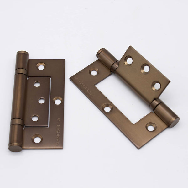 Aged Brass Ball Bearing Fast Fix Hinge (Pair) 100mm x 70mm - Manovella