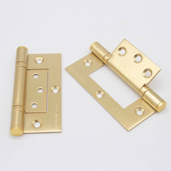 Satin Brass Ball Bearing Fast Fix Hinge (Pair) 100mm x 70mm - Manovella