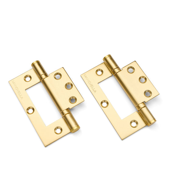 Satin Brass Ball Bearing Fast Fix Hinge (Pair) 100mm x 70mm- Manovella